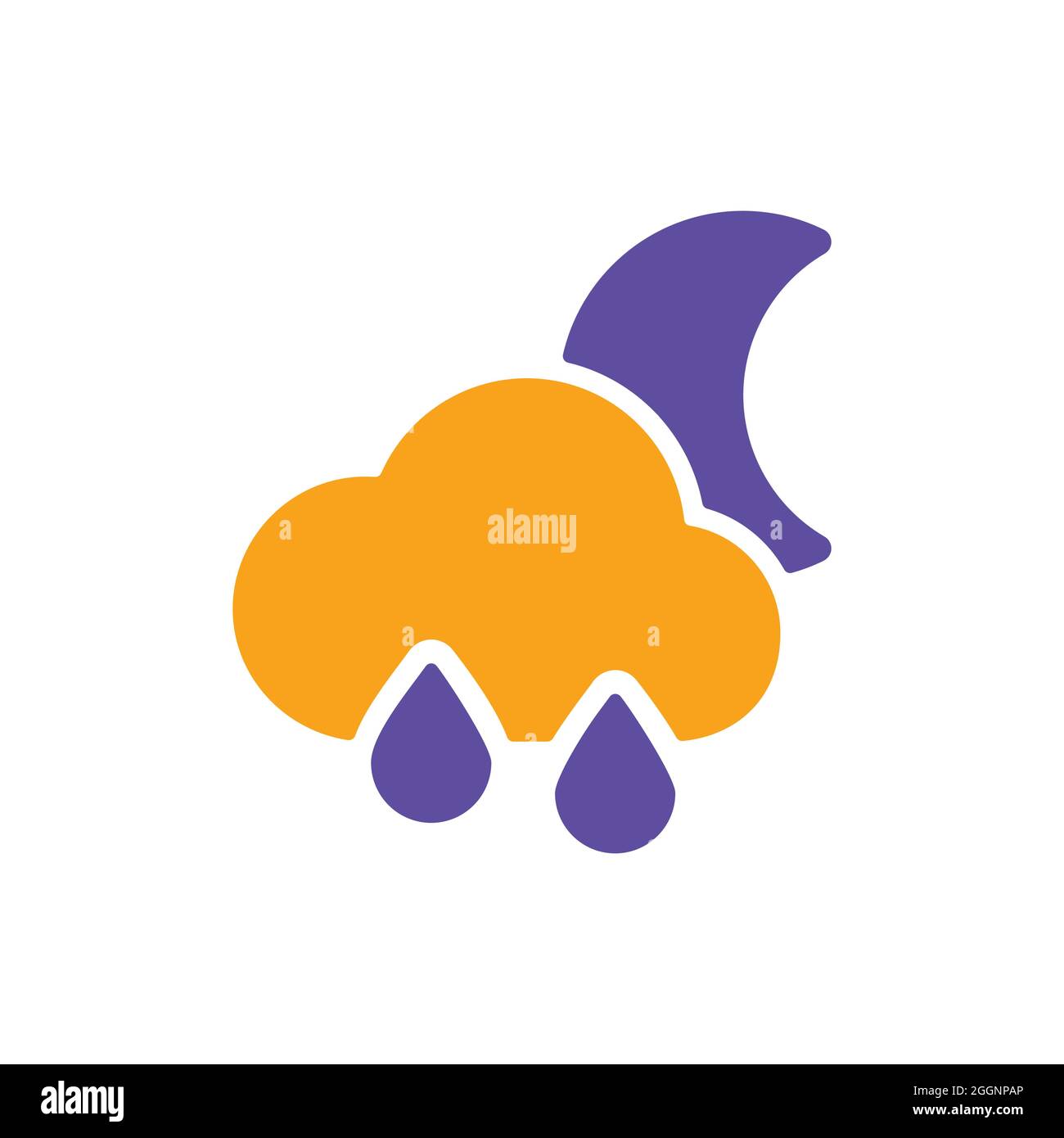 Raincloud with raindrops moon vector glyph icon. Meteorology sign ...