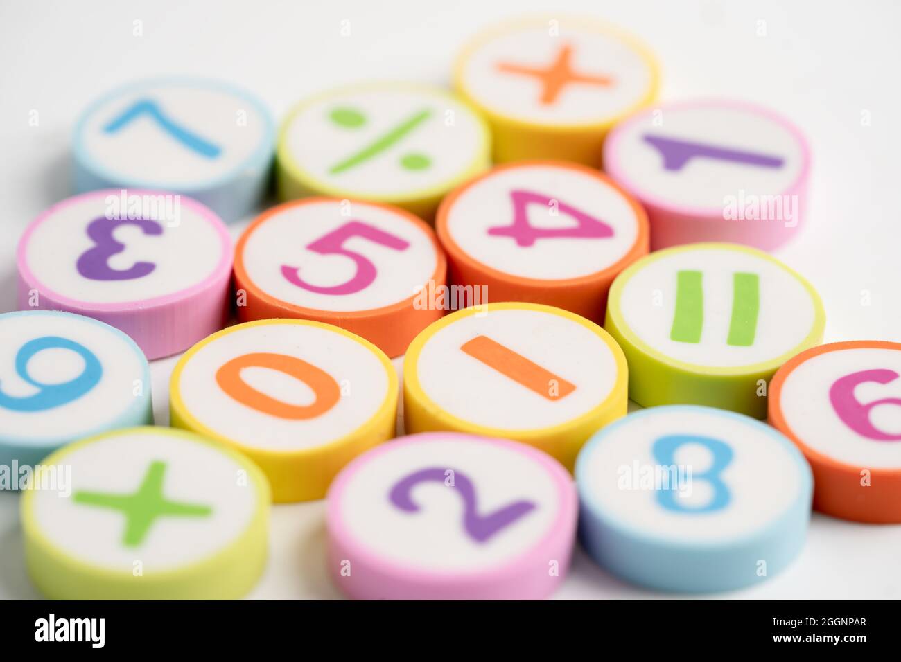 Math number colorful on white background, education study mathematics ...