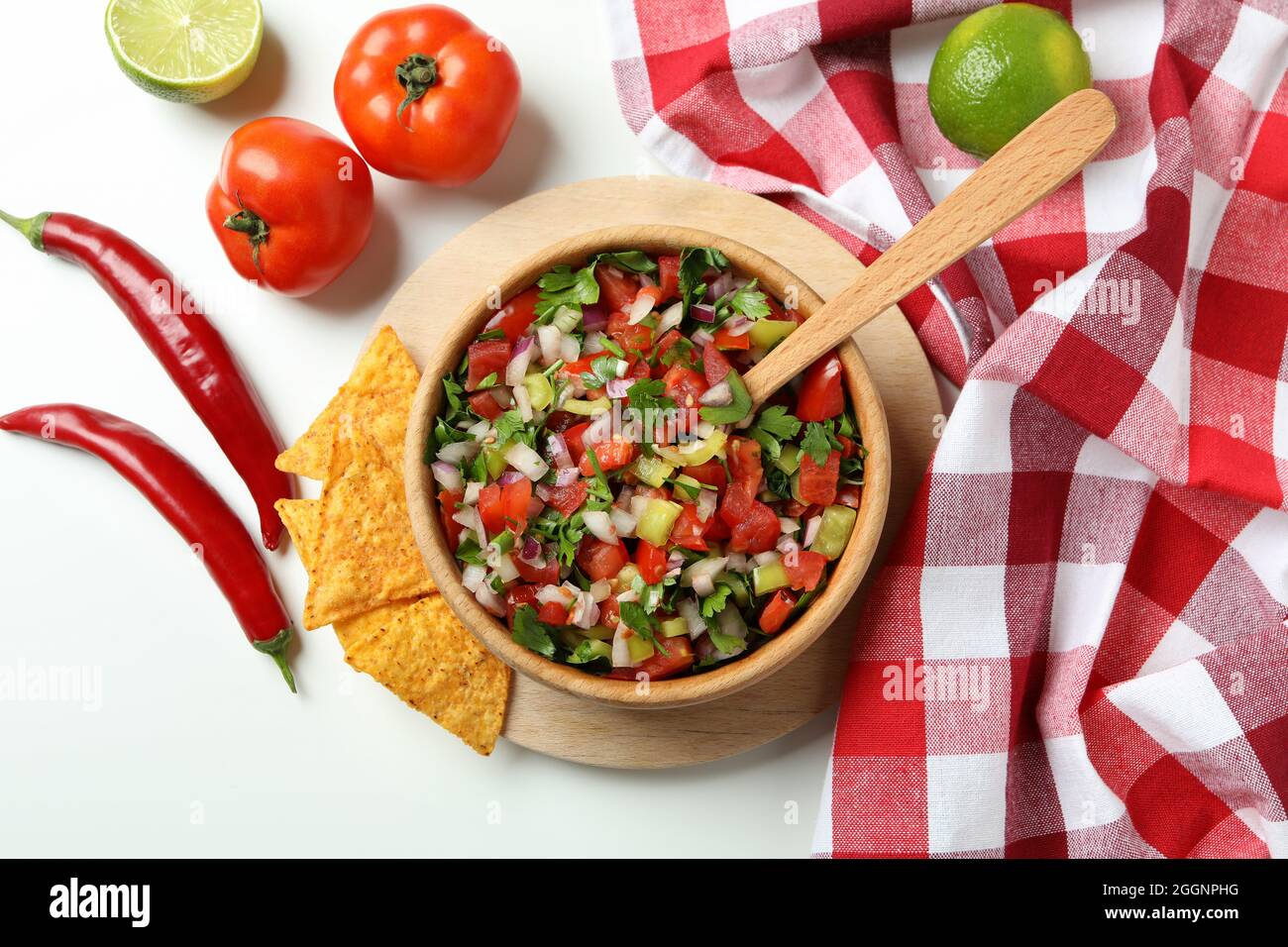 Mexican food concept with Pico de Gallo on white background Stock Photo ...