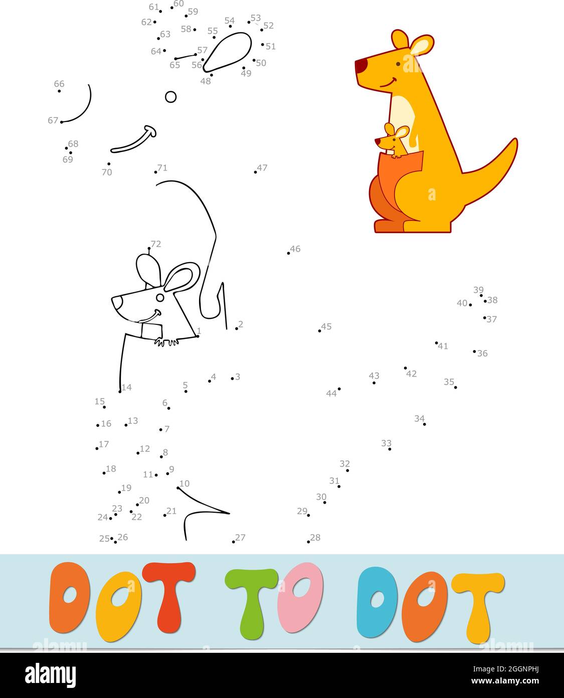 Dot to dot puzzle for children. Connect dots game. Kangaroo vector illustration Stock Vector ...