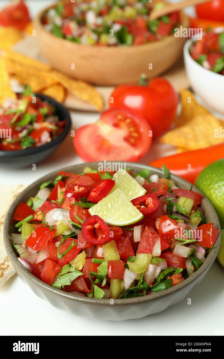 Mexican food concept with Pico de Gallo, close up Stock Photo - Alamy