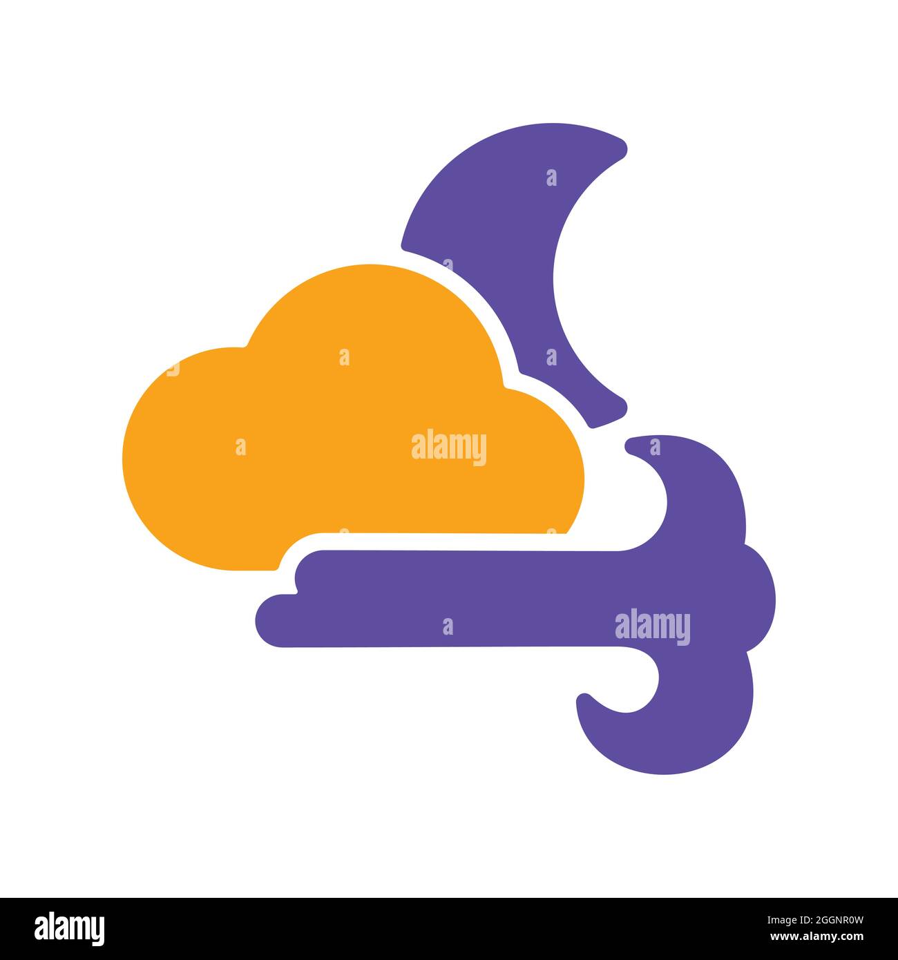 Moon cloudy and wind vector glyph icon. Meteorology sign. Graph symbol ...