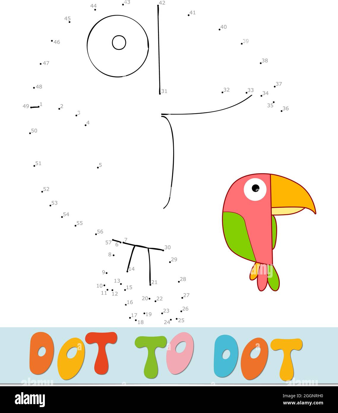 Dot to dot puzzle for children. Connect dots game. Parrot vector ...