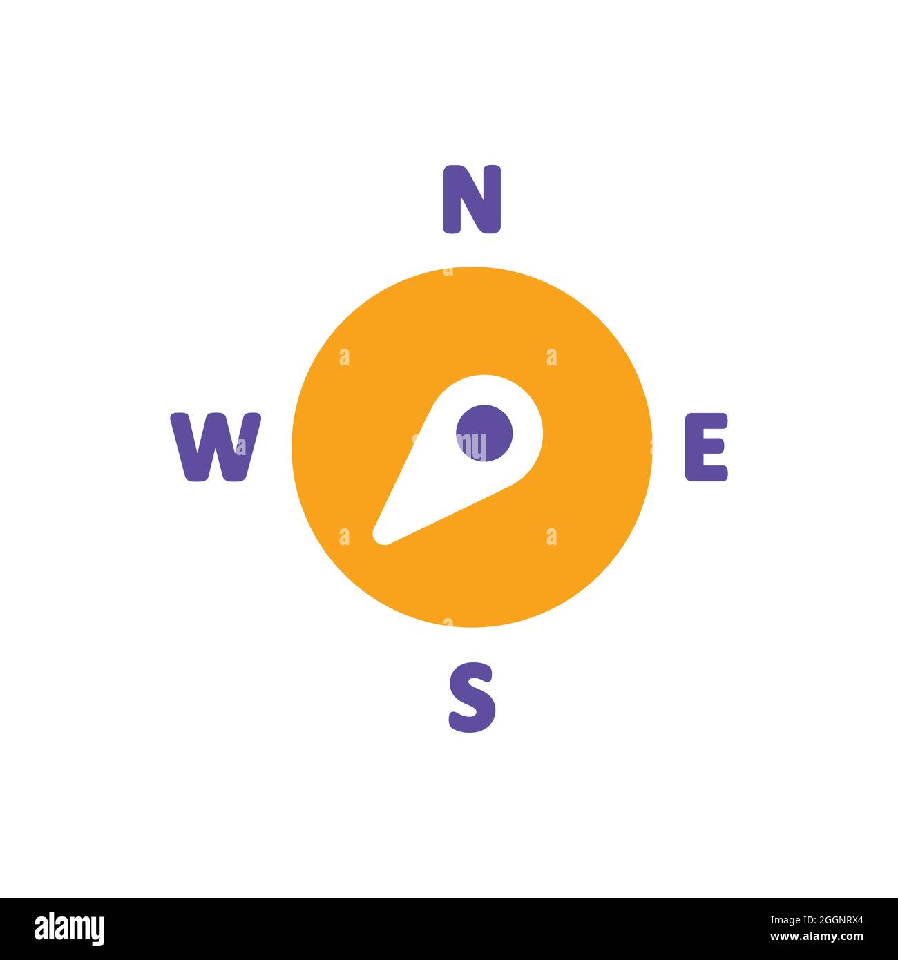 Compass wind rose vector glyph icon. Direction southwest. Meteorology ...