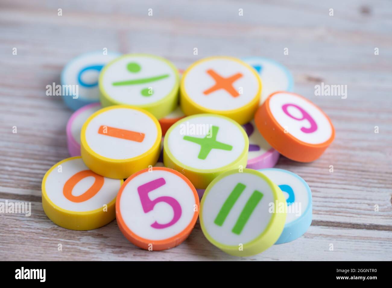 Math number colorful on white background, education study mathematics ...