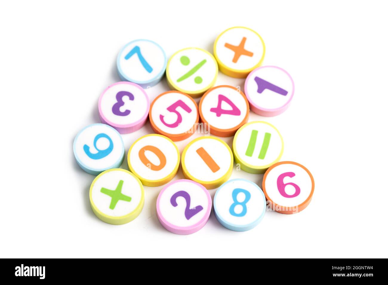 Math number colorful on white background, education study mathematics ...