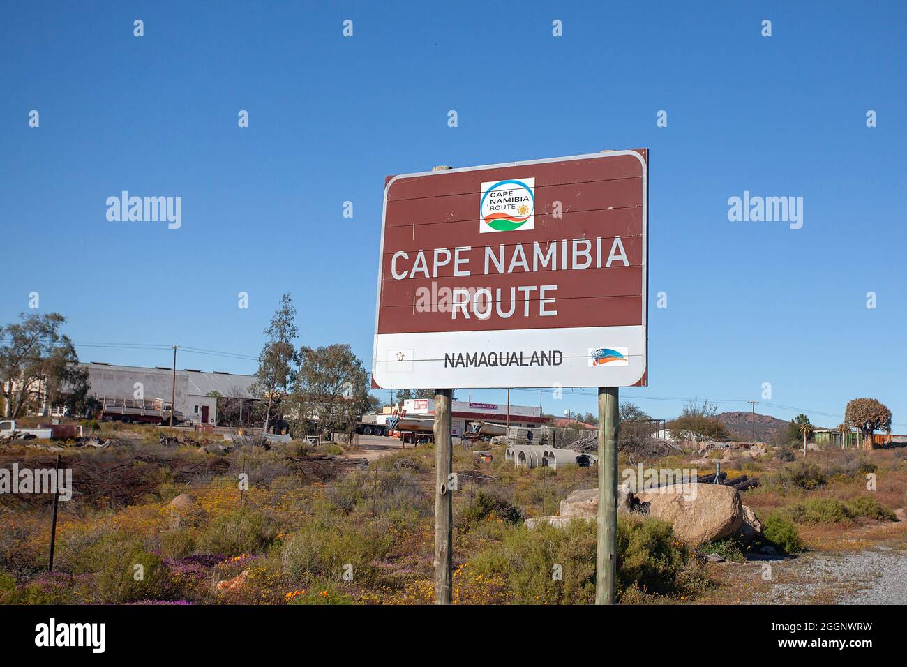Cape Namibia Route sign, Kamieskroon, Northern Cape Stock Photo - Alamy