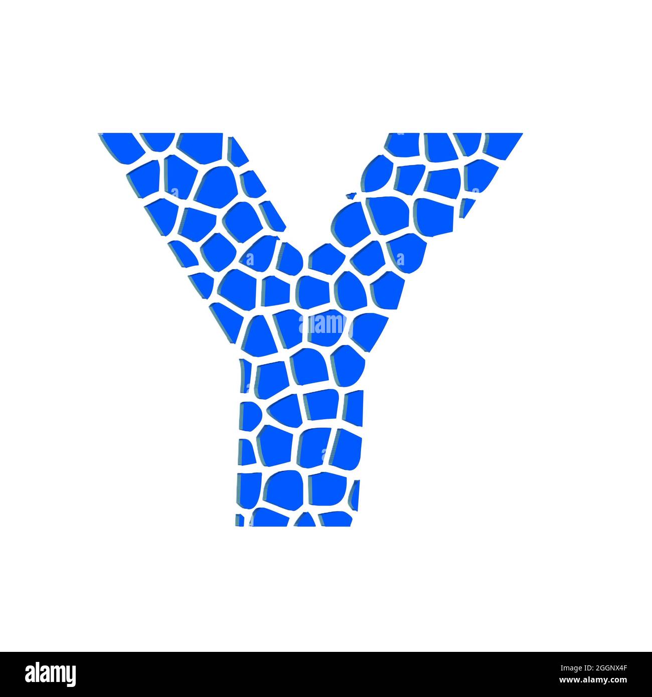 Alphabet capital letter Y blue 3D abstract texture beautiful white ...