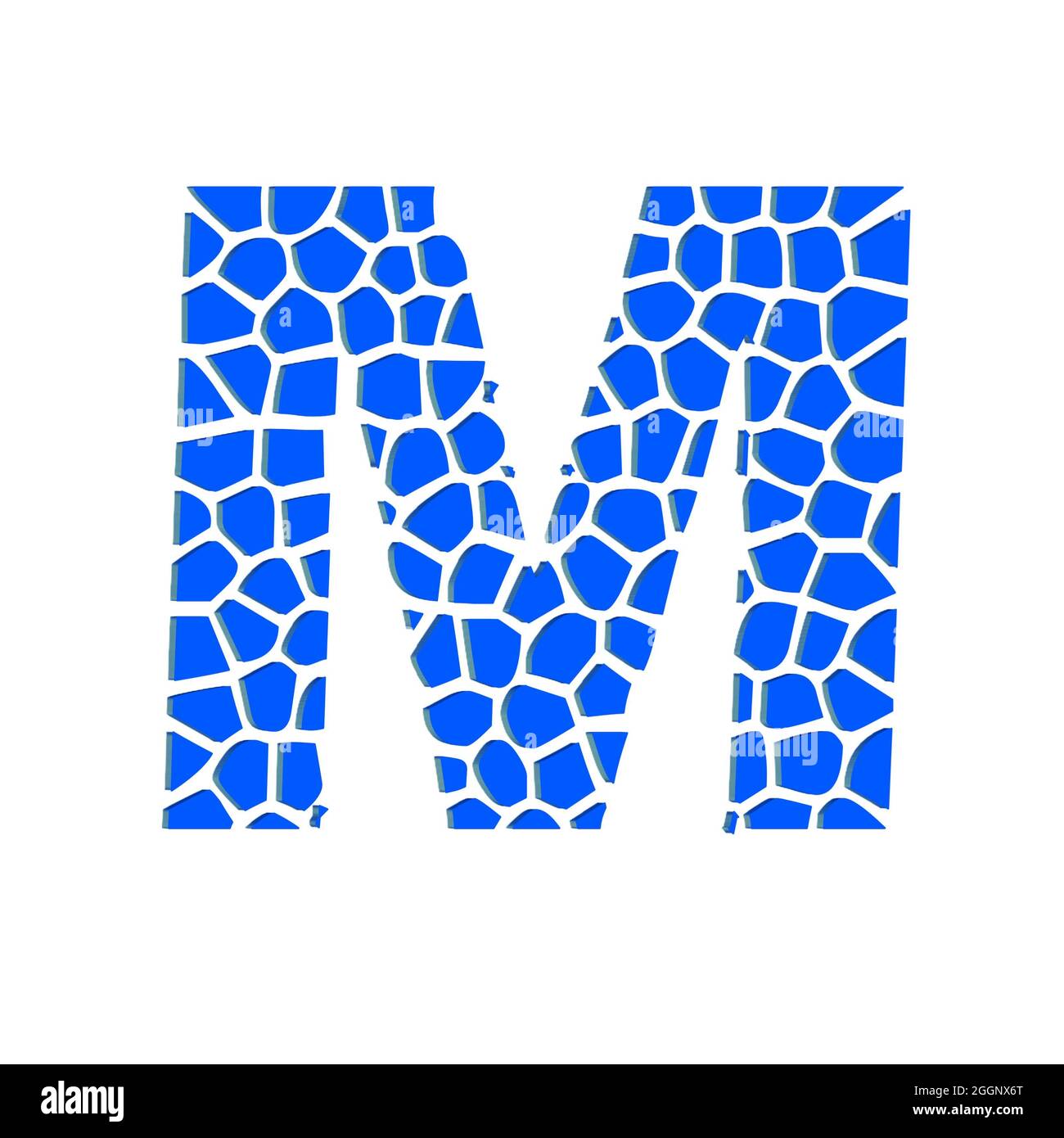 Alphabet capital letter M blue 3D abstract texture beautiful white ...