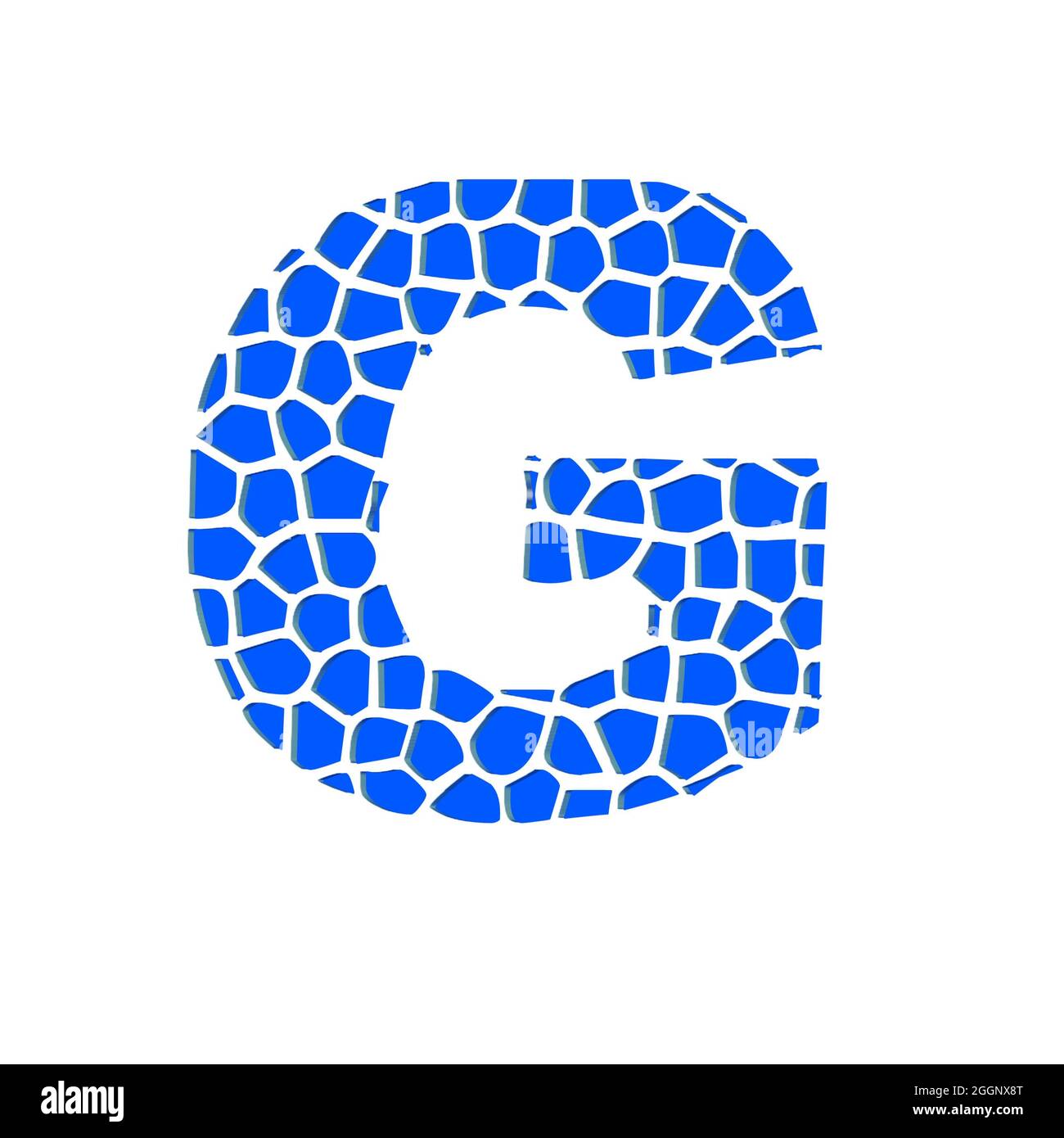 Alphabet capital letter G blue 3D abstract texture beautiful white ...