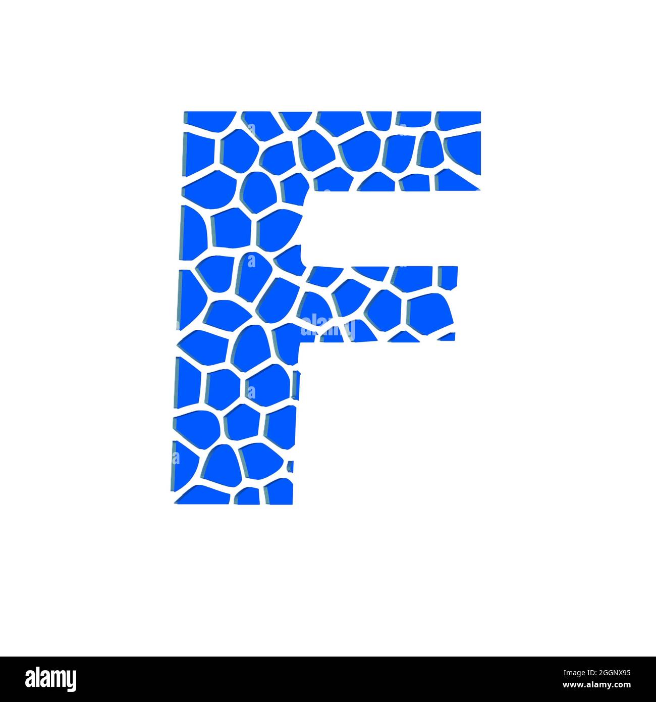Alphabet capital letter F blue 3D abstract texture beautiful white ...