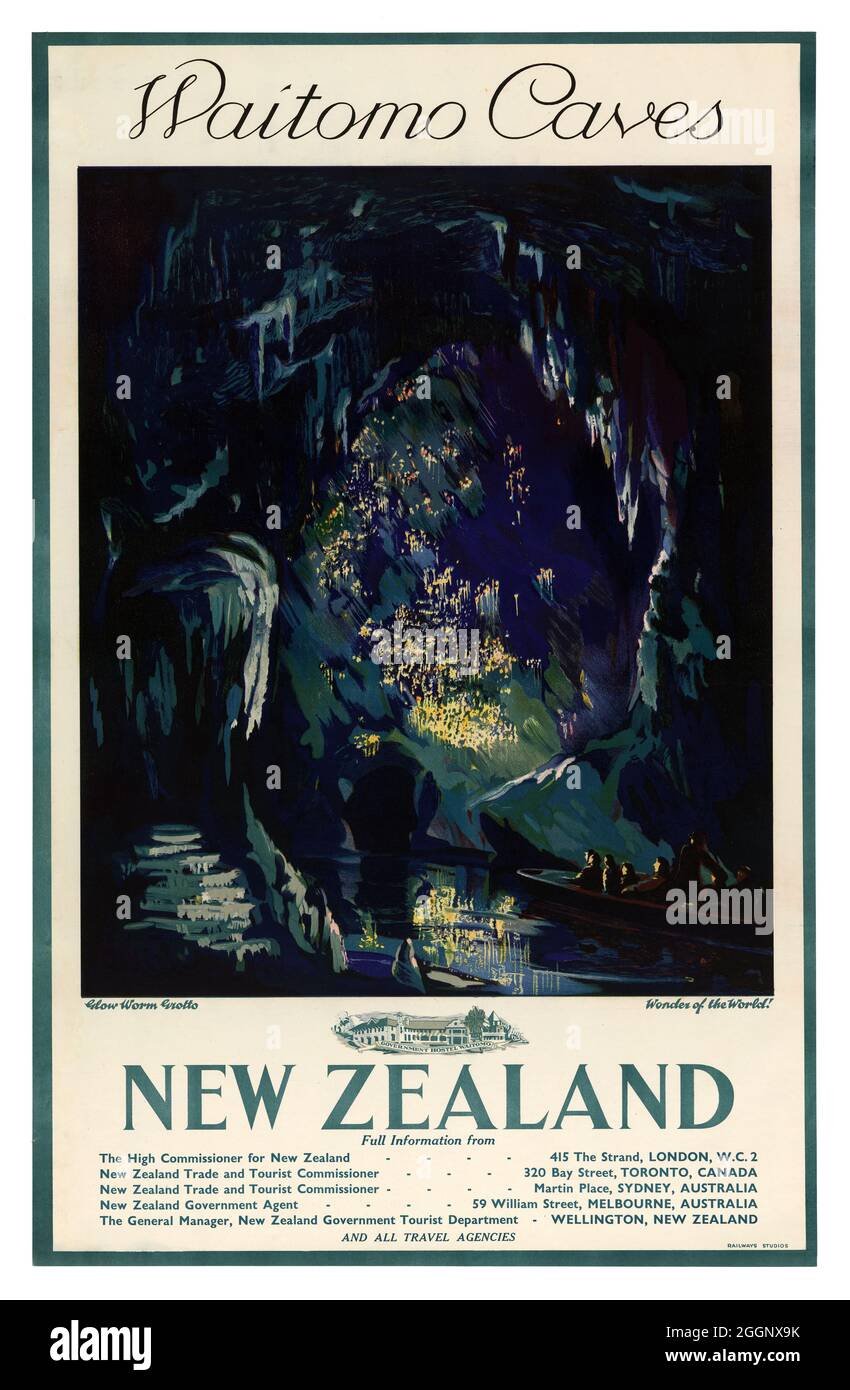 Waitomo Caves. New Zealand. Created by New Zealand Railway Studios ...