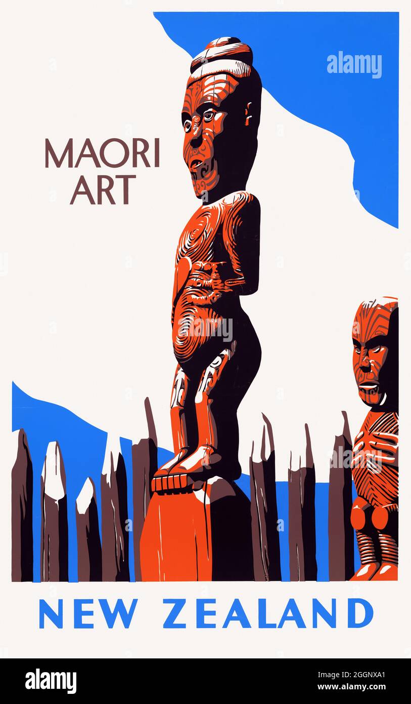 Maori Art. New Zealand by Marcus King (1891-1983). Restored vintage ...