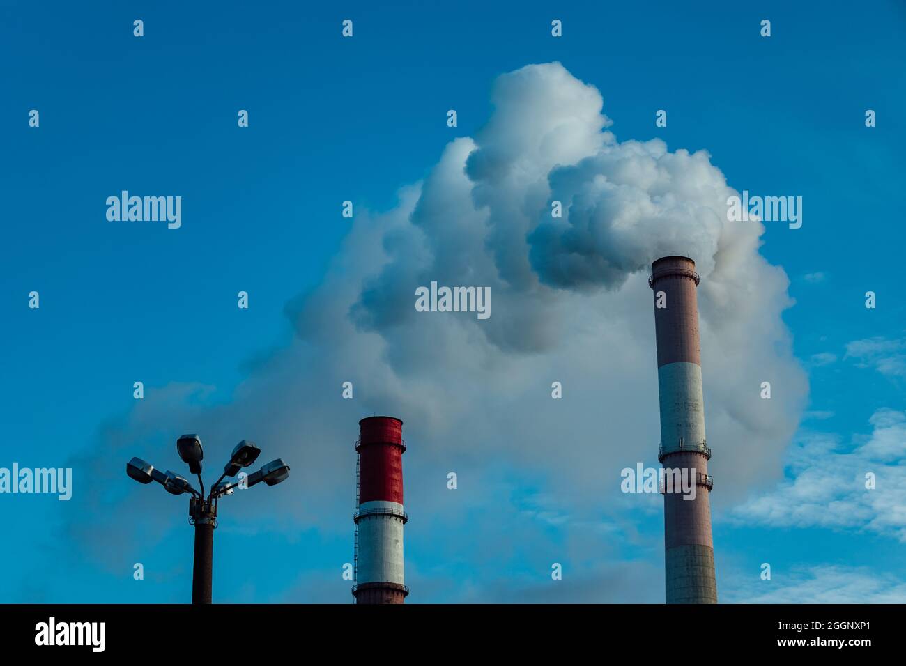 smoking chimneys of factories. pollution of the atmosphere by emissions ...
