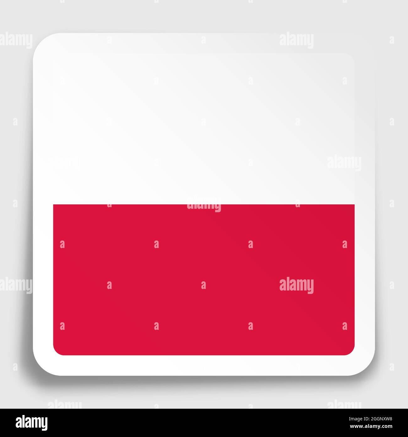 POLAND flag icon on paper square sticker with shadow. Button for mobile ...