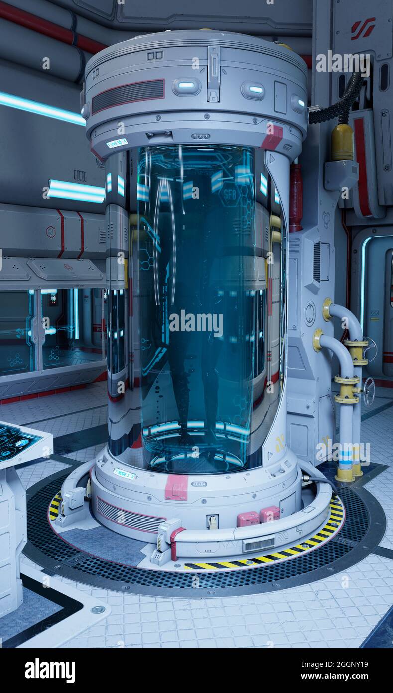 3D rendering of a science fiction laboratory interior Stock Photo - Alamy