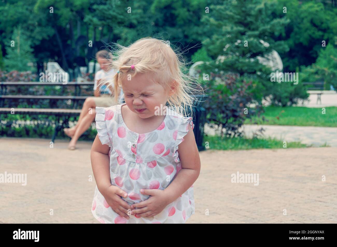 Child Stomach Ache. Hands on belly. Hand on stomach because indigestion ...