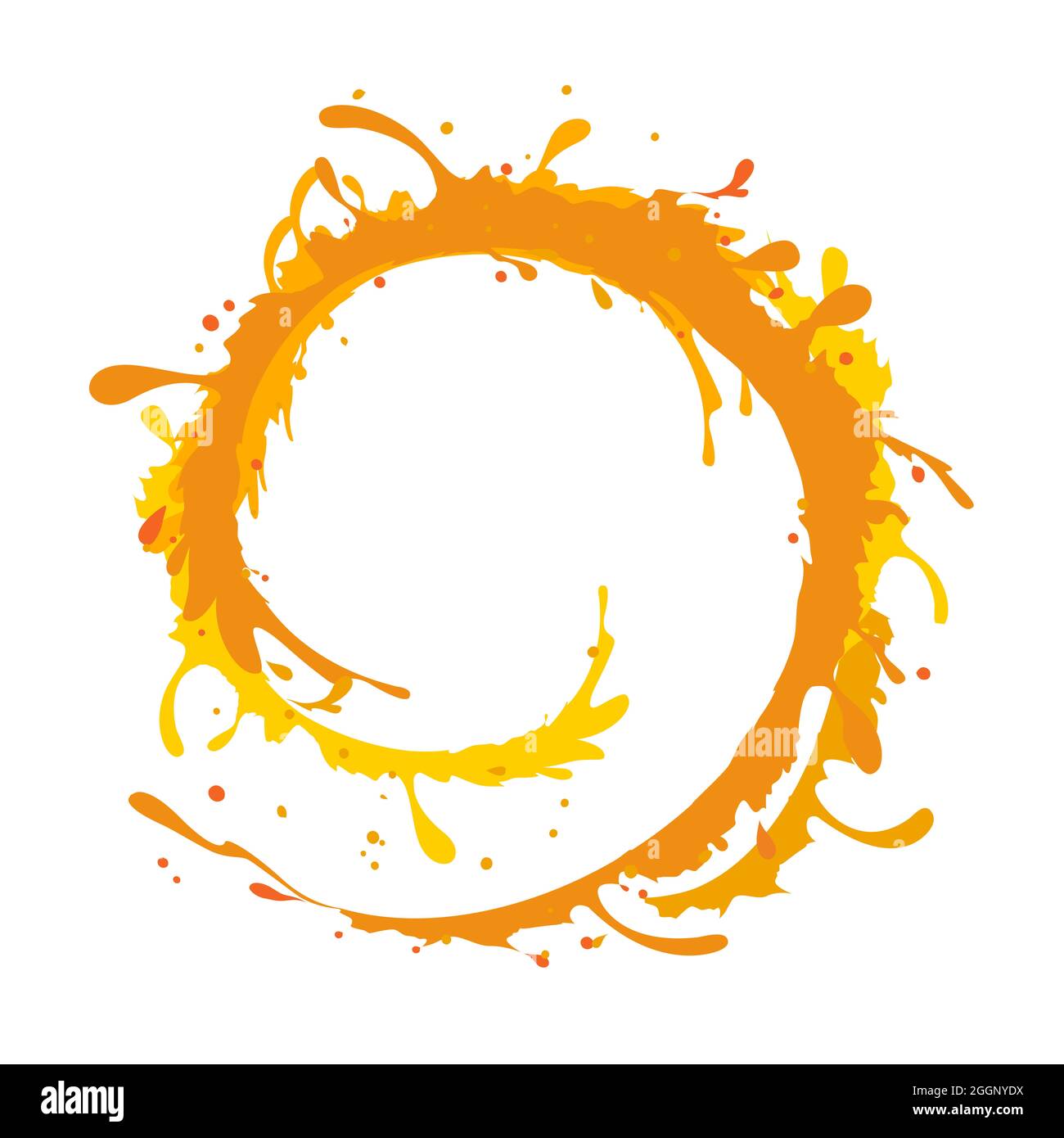 Orange water splash ring shape on the white background, vector ...