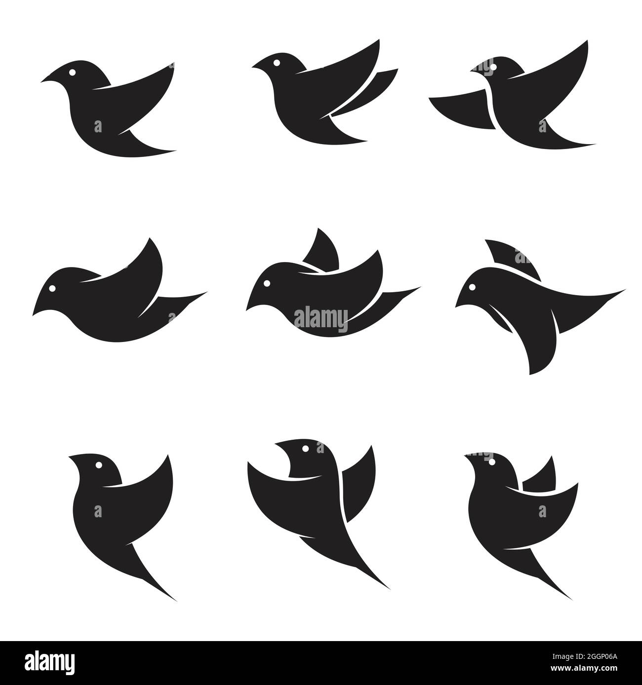 Set of vector bird icons on white background. Easy editable layered ...