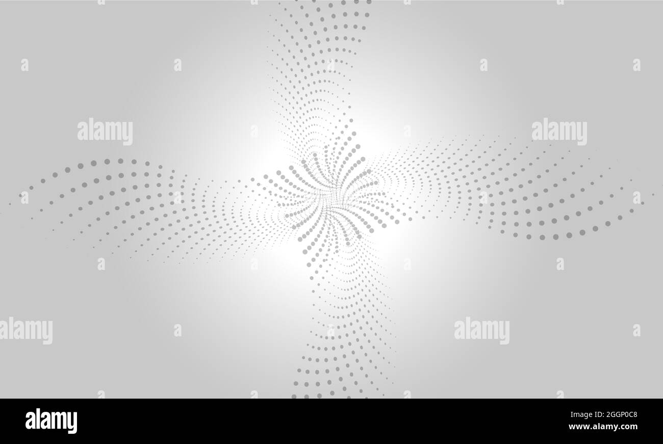 Abstract digital gray and white bacground with flowing particles. Wave ...
