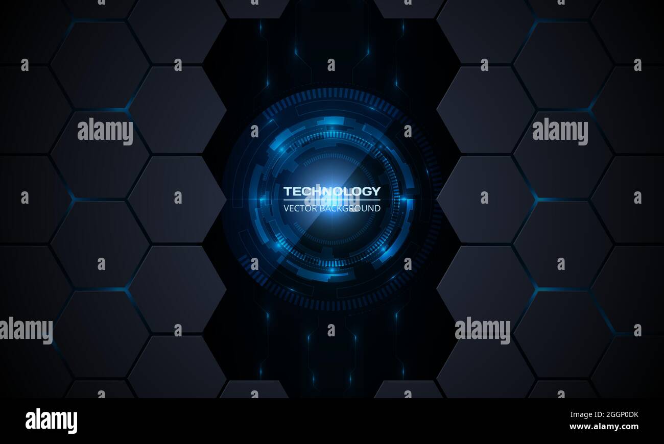Abstract vector innovation technology concept background with circuit board and hexagonal grid ...