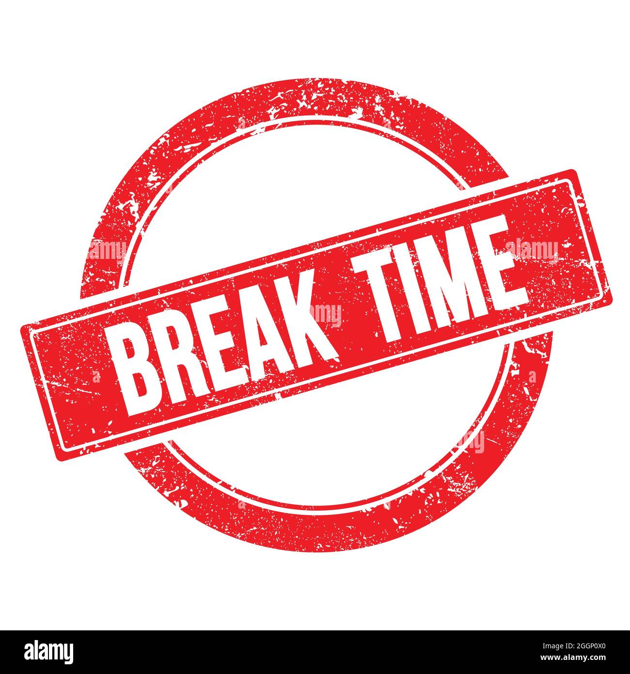 BREAK TIME text on red grungy round vintage stamp Stock Photo - Alamy