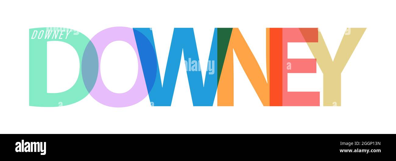 DOWNEY. The name of the city on a white background. Vector design ...