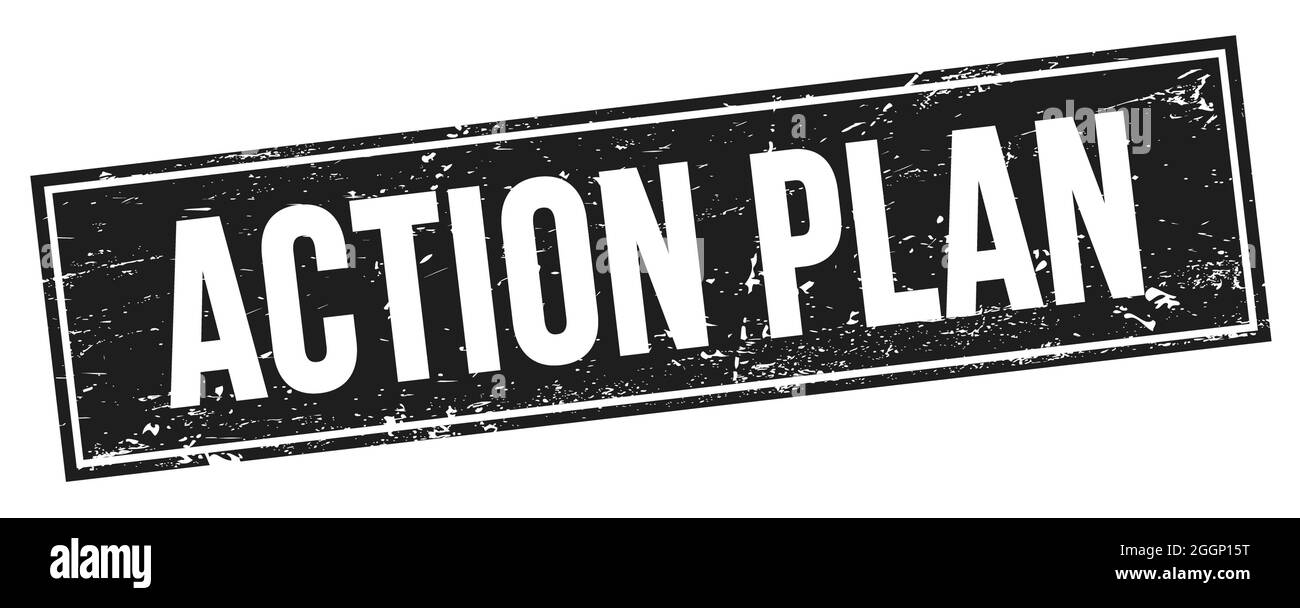 ACTION PLAN text on black grungy rectangle stamp sign Stock Photo - Alamy