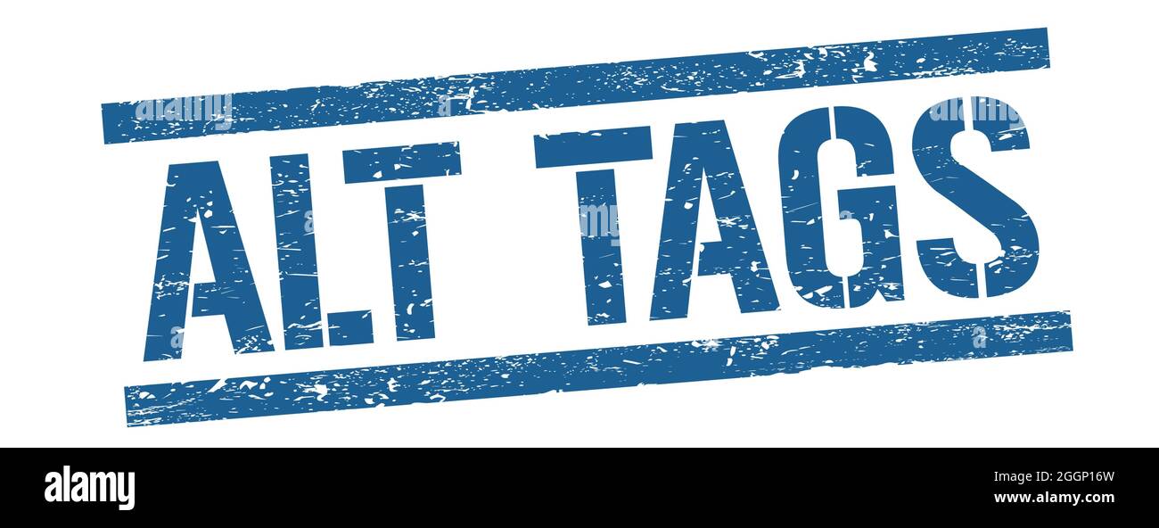 ALT TAGS text on blue grungy lines stamp sign Stock Photo - Alamy