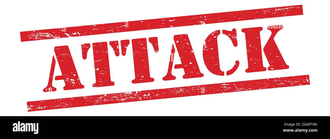 ATTACK text on red grungy vintage rubber stamp Stock Photo - Alamy