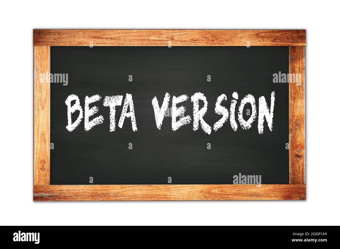BETA VERSION text written on black wooden frame school blackboard Stock ...