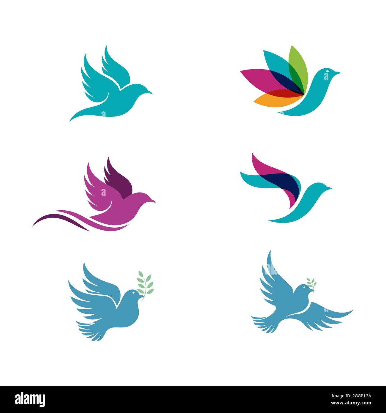 Bird wing Dove Logo Template vector illustration Stock Photo - Alamy