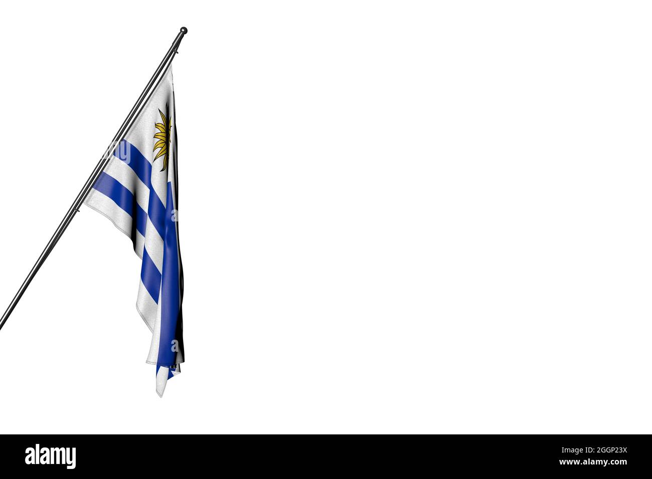 nice Uruguay flag hangs on a diagonal pole isolated on white - any ...