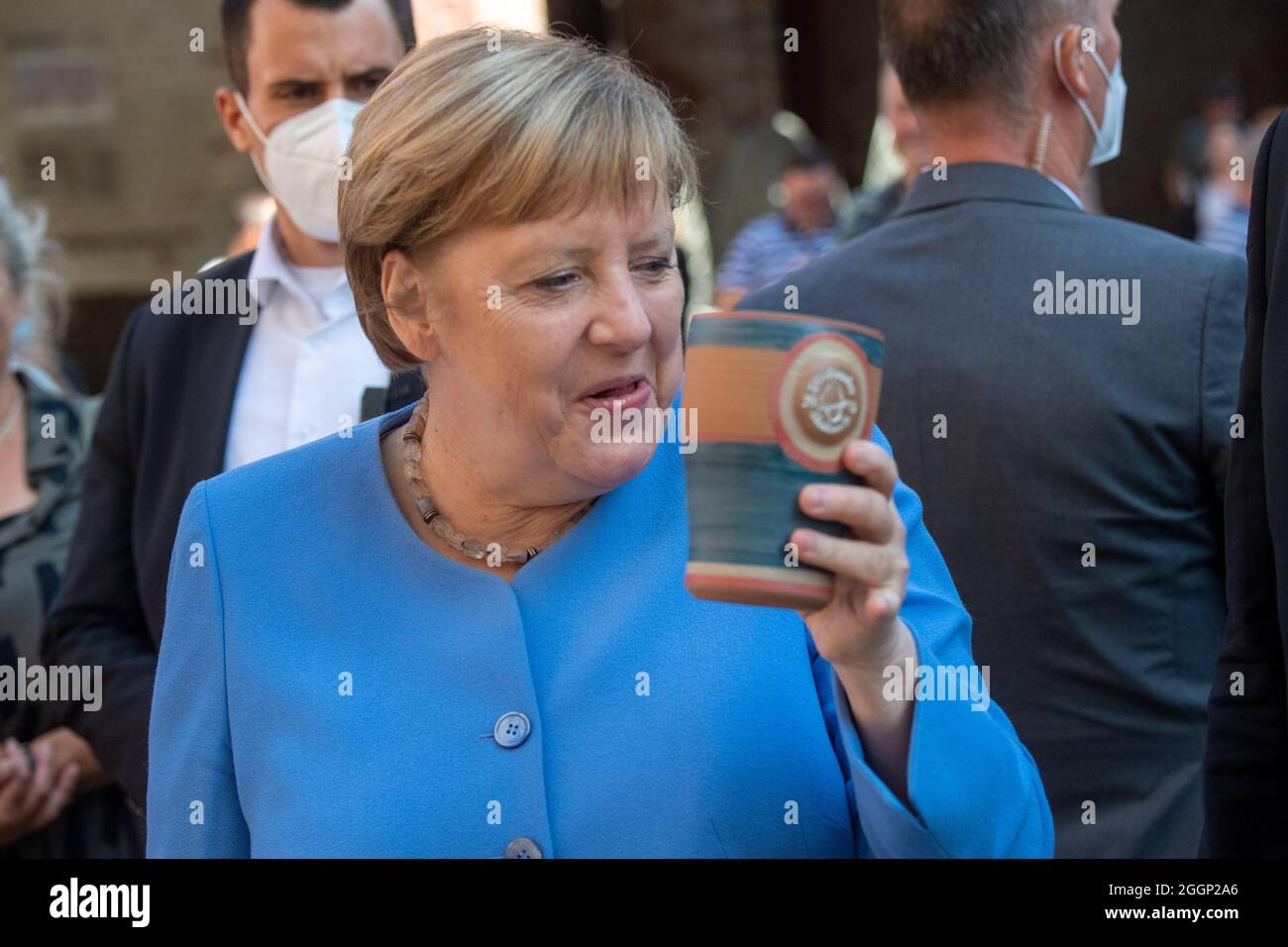 Stralsund, Germany. 02nd Sep, 2021. German Chancellor Angela Merkel ...