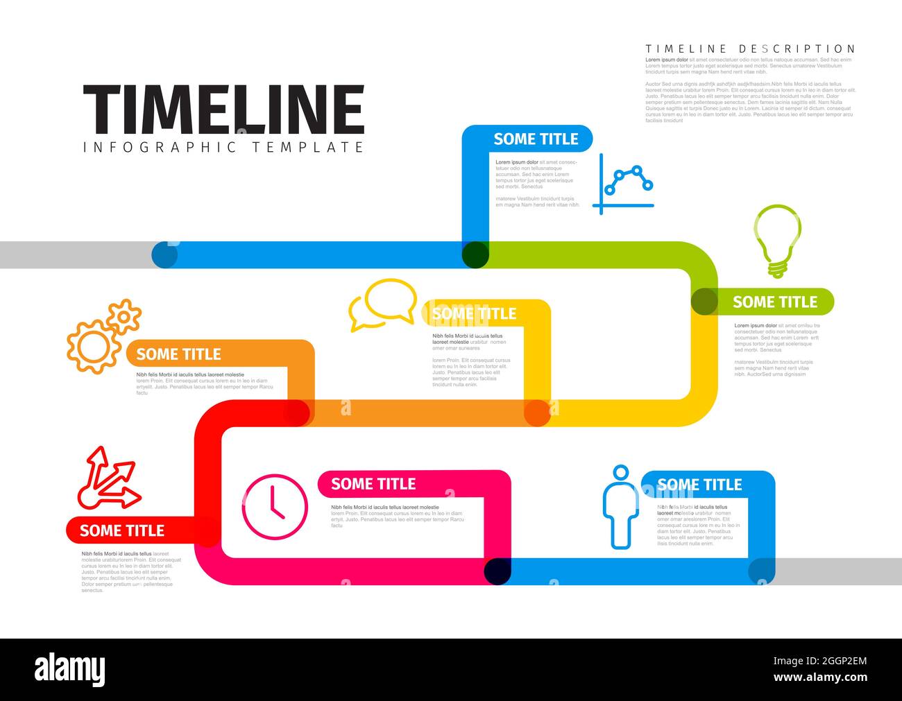 Vector Infographic timeline report template with thick lines and icons ...