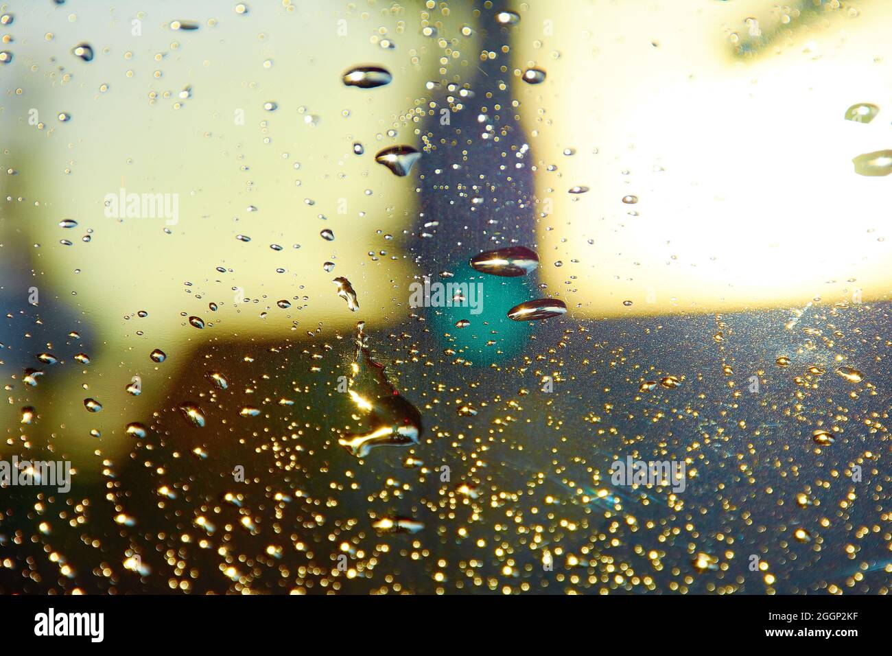 Selective focus of raindrops on a glass surface Stock Photo - Alamy