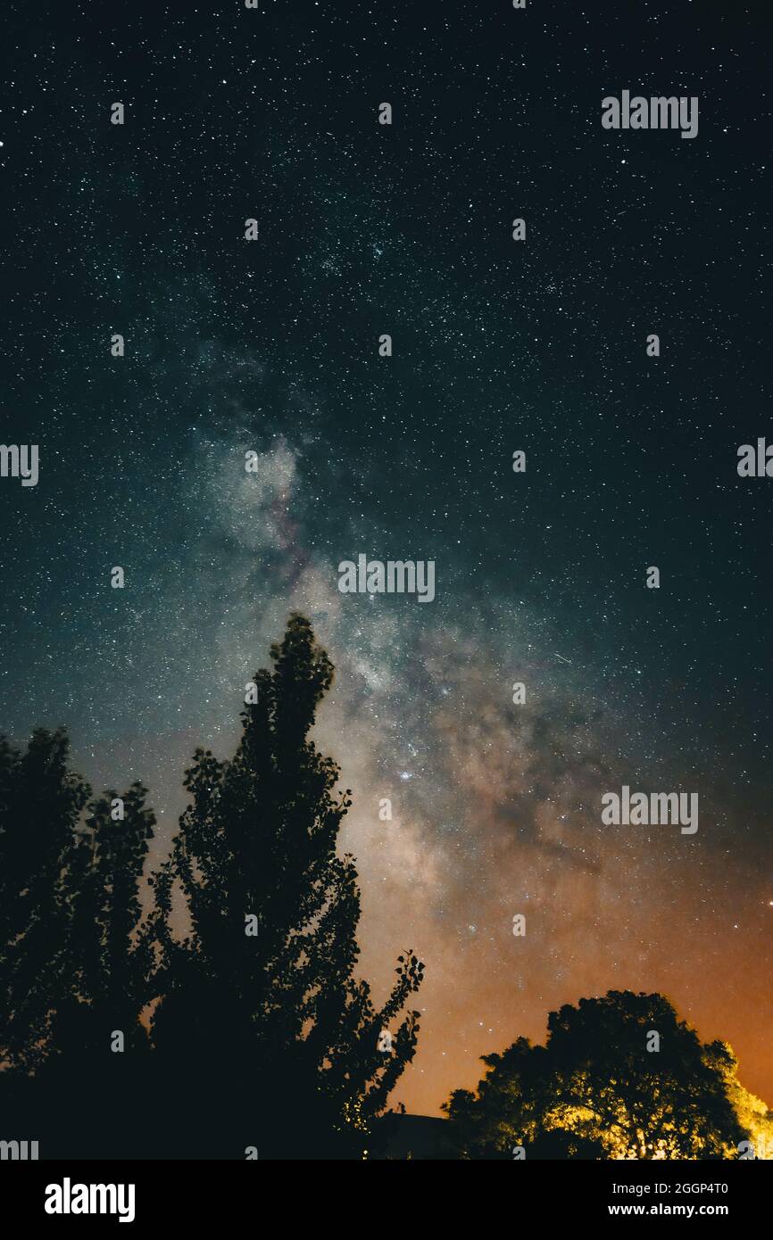 Vertical shot of the Milky Way galaxy on a starry night in Adirondack ...