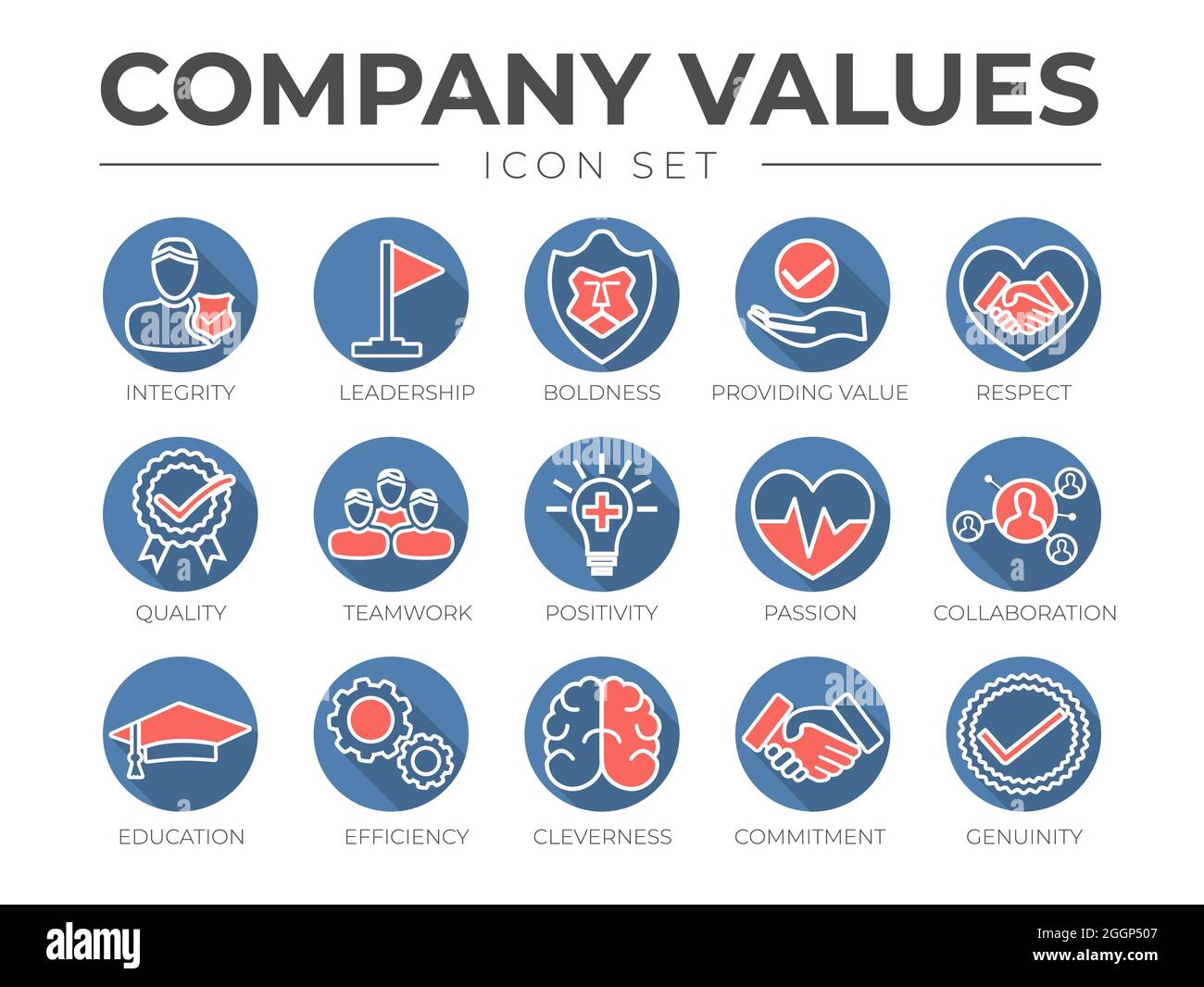 Business Company Values Round Outline Color Icon Set. Integrity ...
