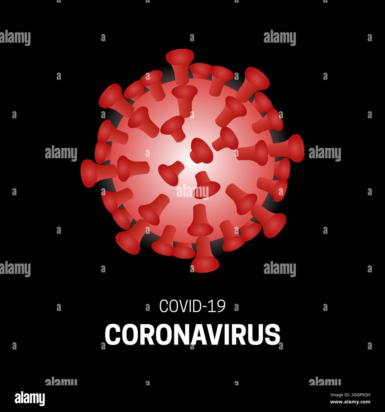Coronavirus Covid-19 Illustration. Black and Red Corona Virus Vector ...
