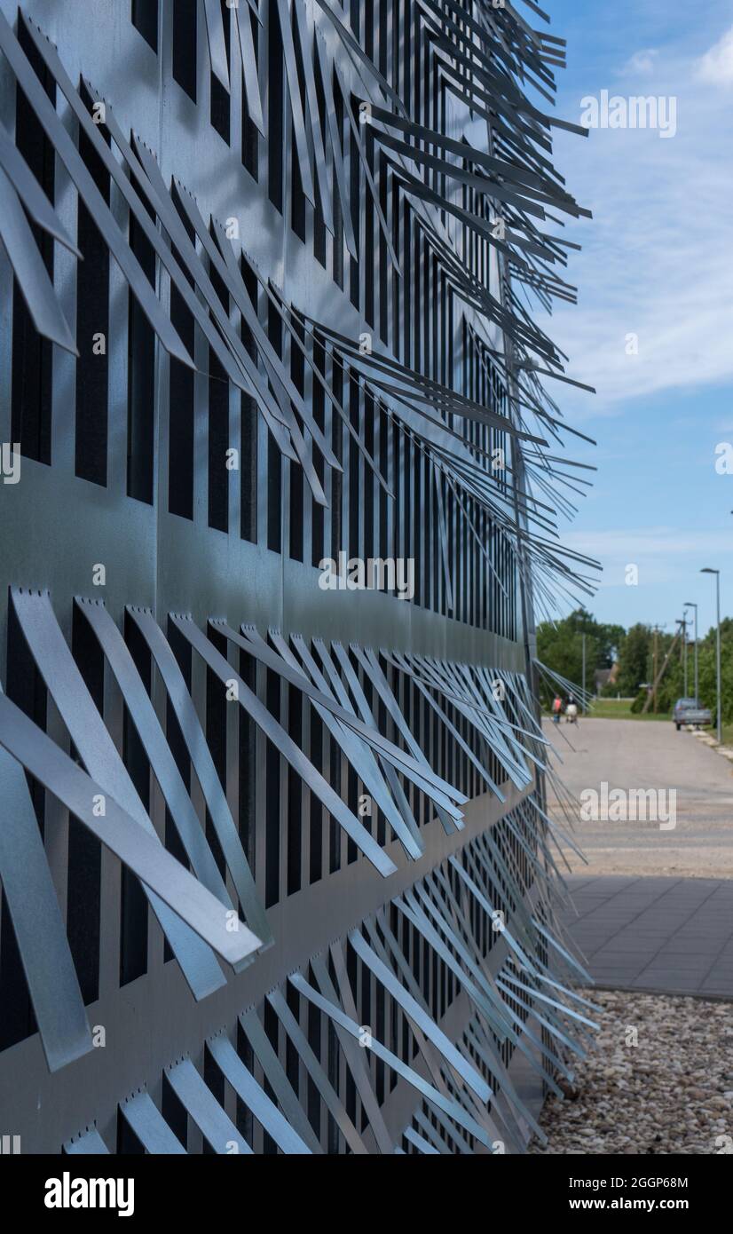 Sheet metal sheets with cut out rectangular sections. Abstract view of ...
