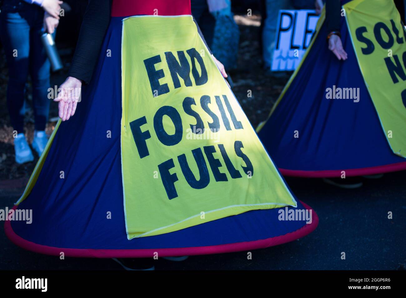 MELBOURNE, AUSTRALIA - May 21, 2021: Fossil Fuels sign at Climate ...