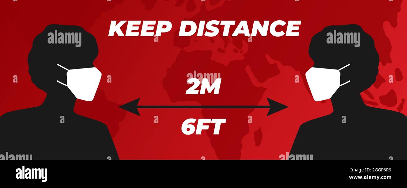Keep Distance People 2 m or 6 feet Illustration Stock Vector Image ...