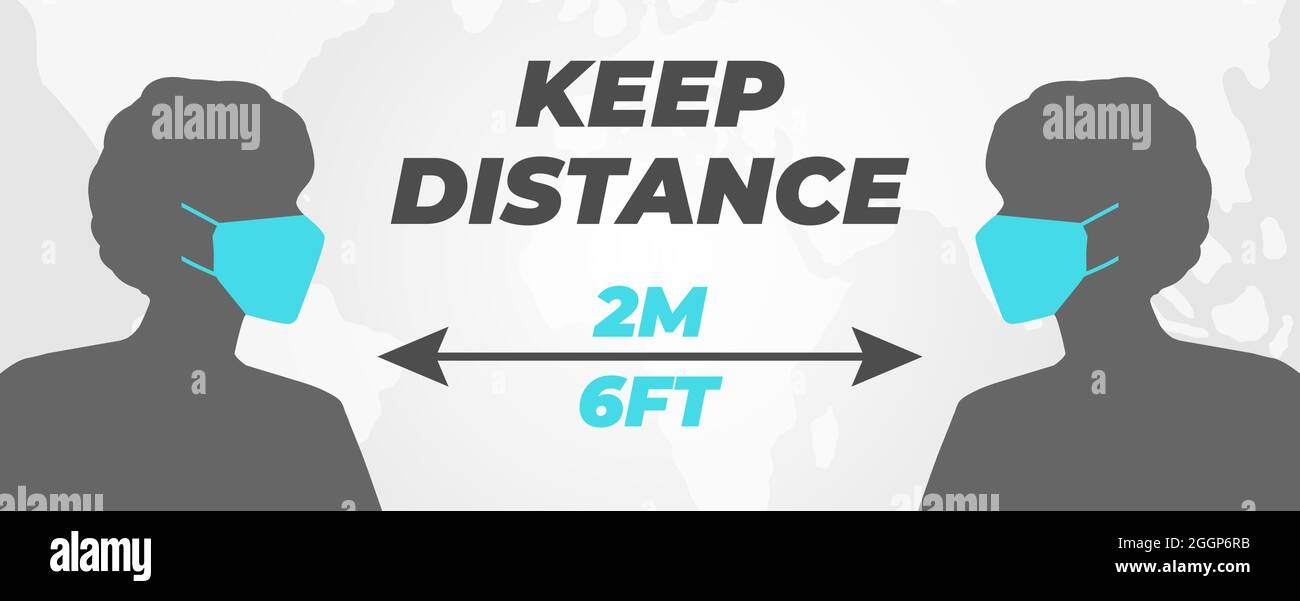Keep Distance People 2 m or 6 feet Illustration Stock Vector Image ...