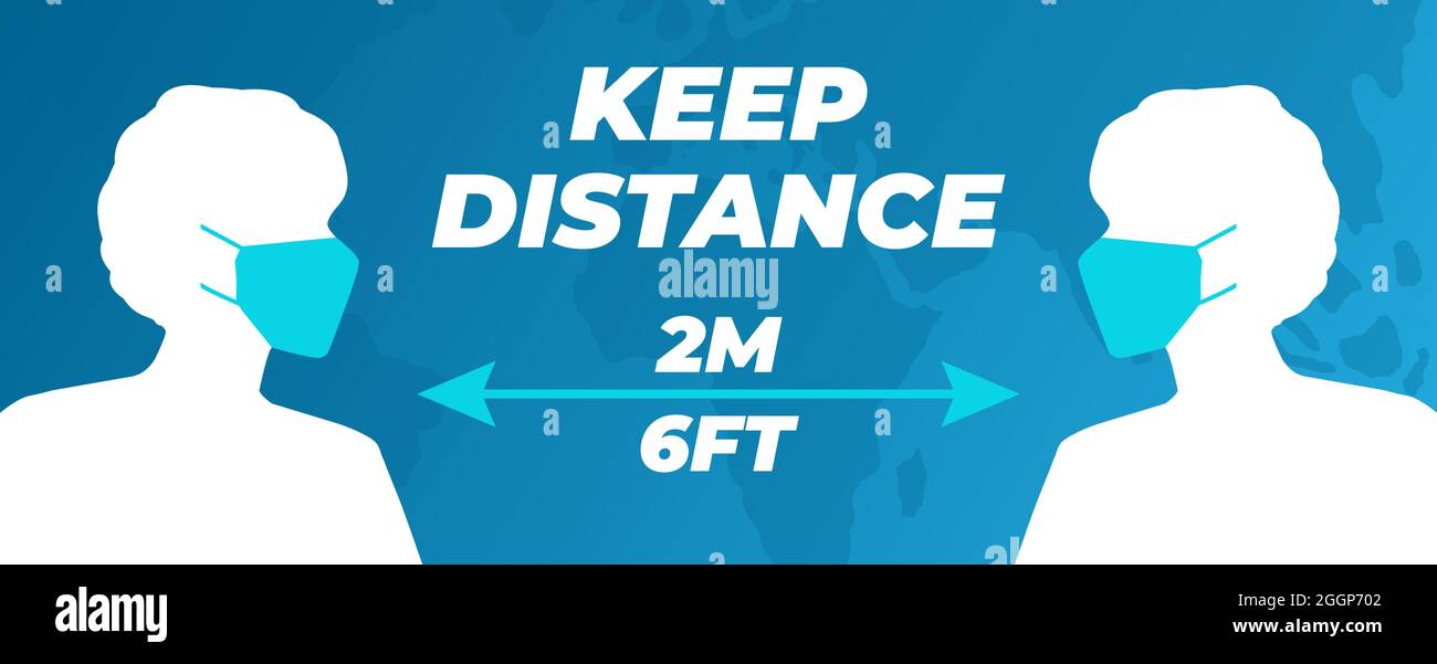 Keep Distance People 2 m or 6 feet Illustration Stock Vector Image ...