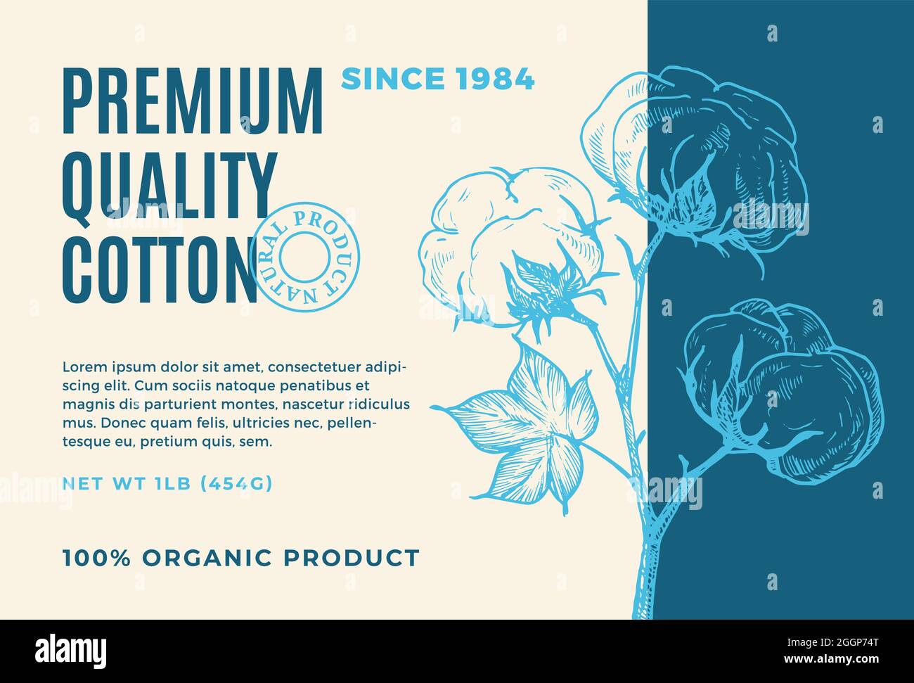 Organic Cotton Abstract Vector Product Label Design. Modern Typography ...