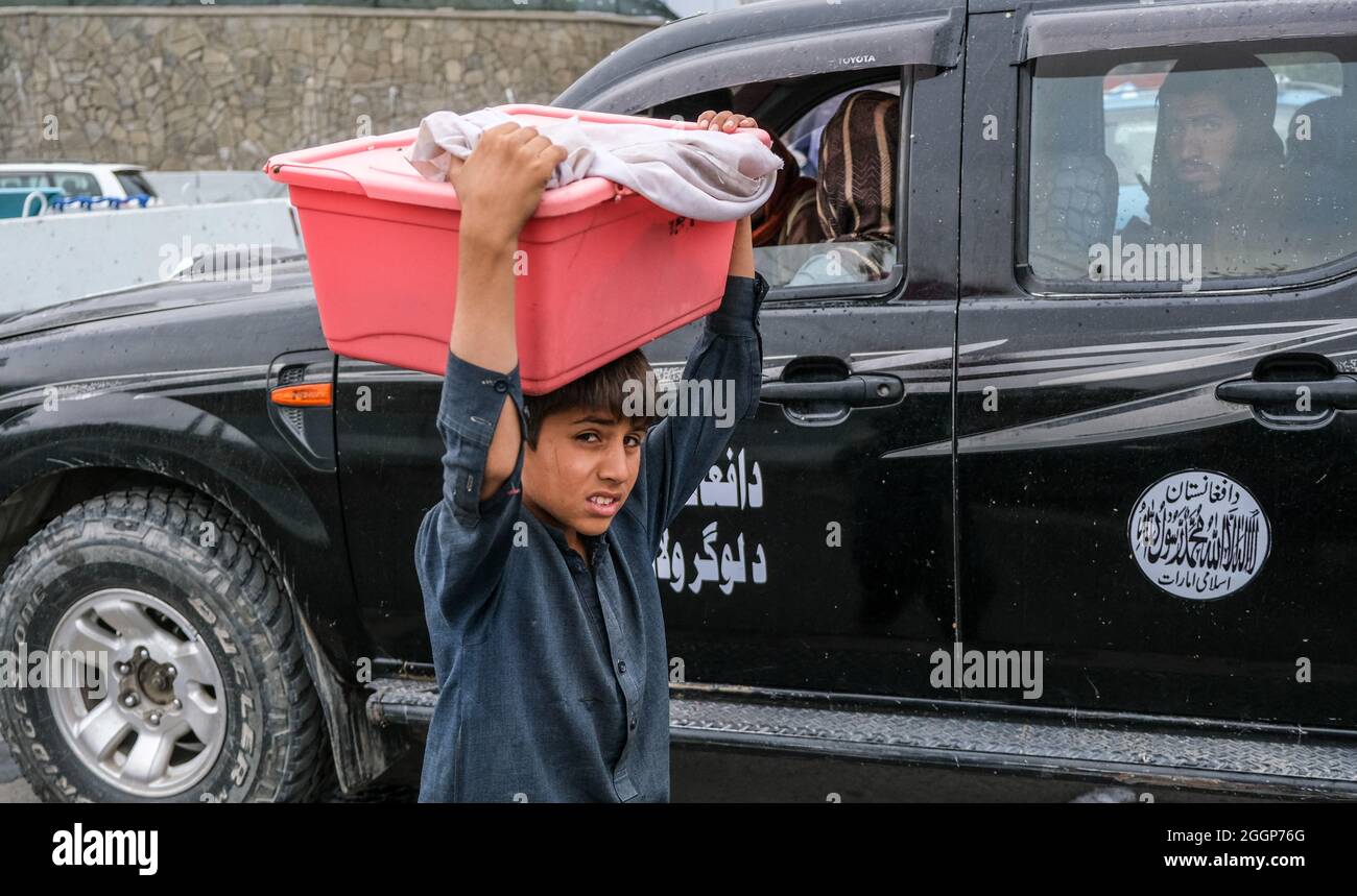 Afghan children in the street, during their daily life after Taliban's ...