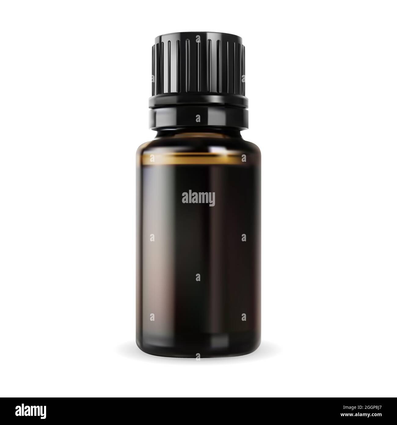 Essential oil bottle. Brown glass vial, small vector container ...