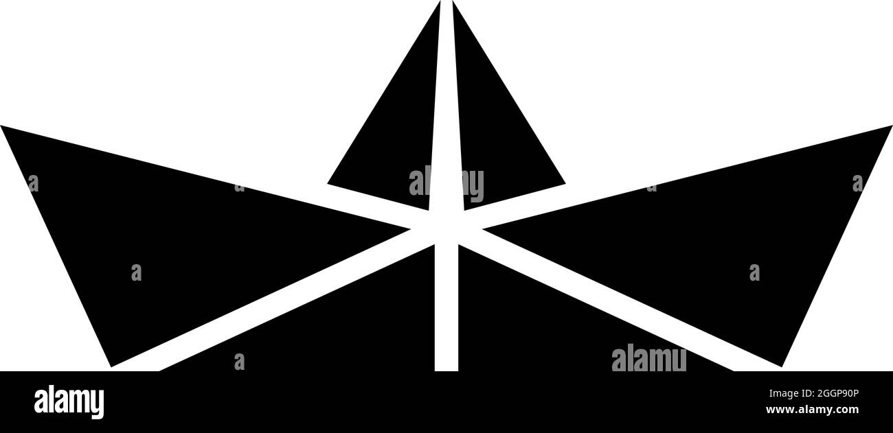 Paper ship Boat origami icon black color vector illustration flat style ...