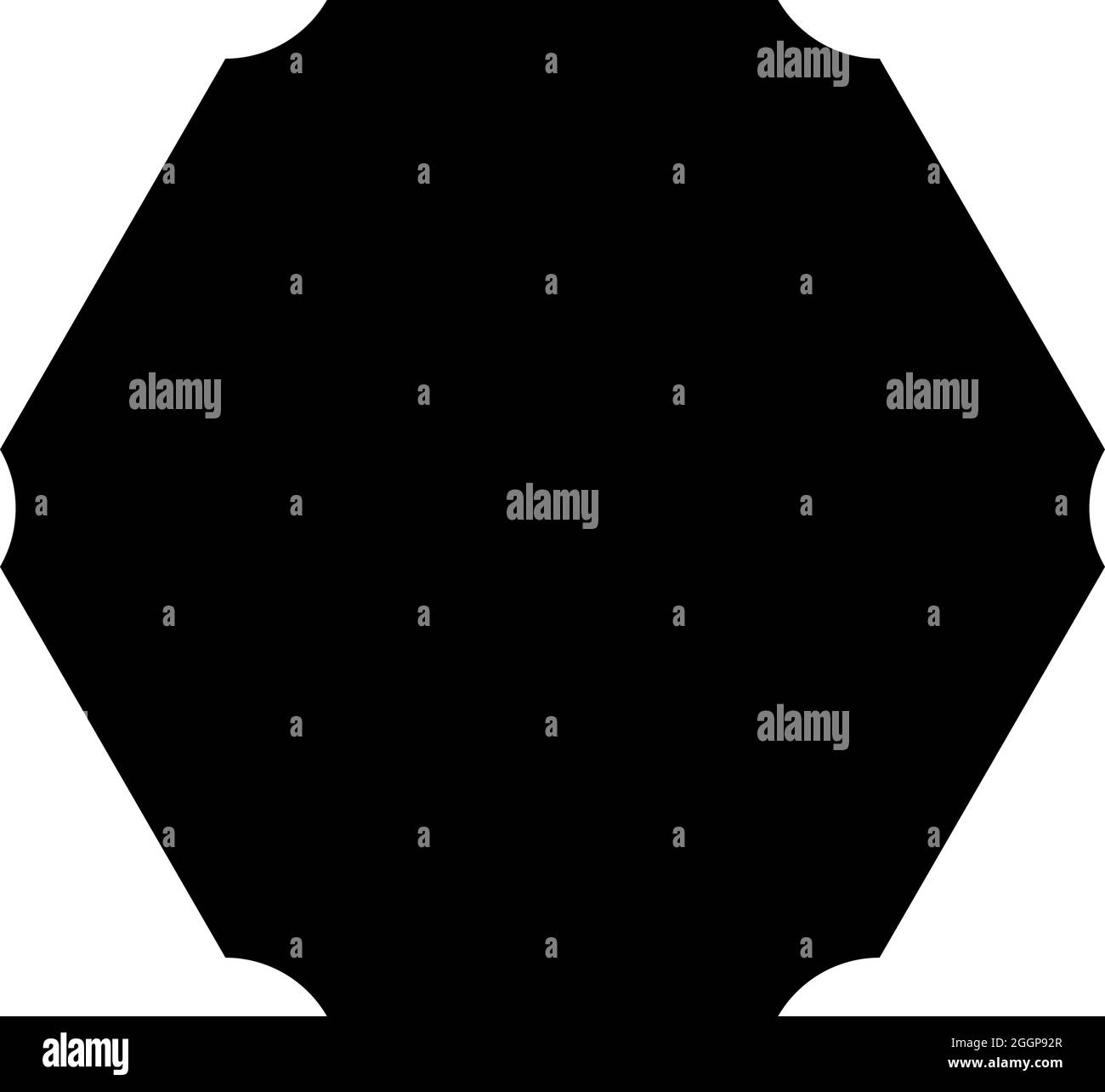 Hexagon banner hexagonal six rounded corner Blank mockup icon black ...