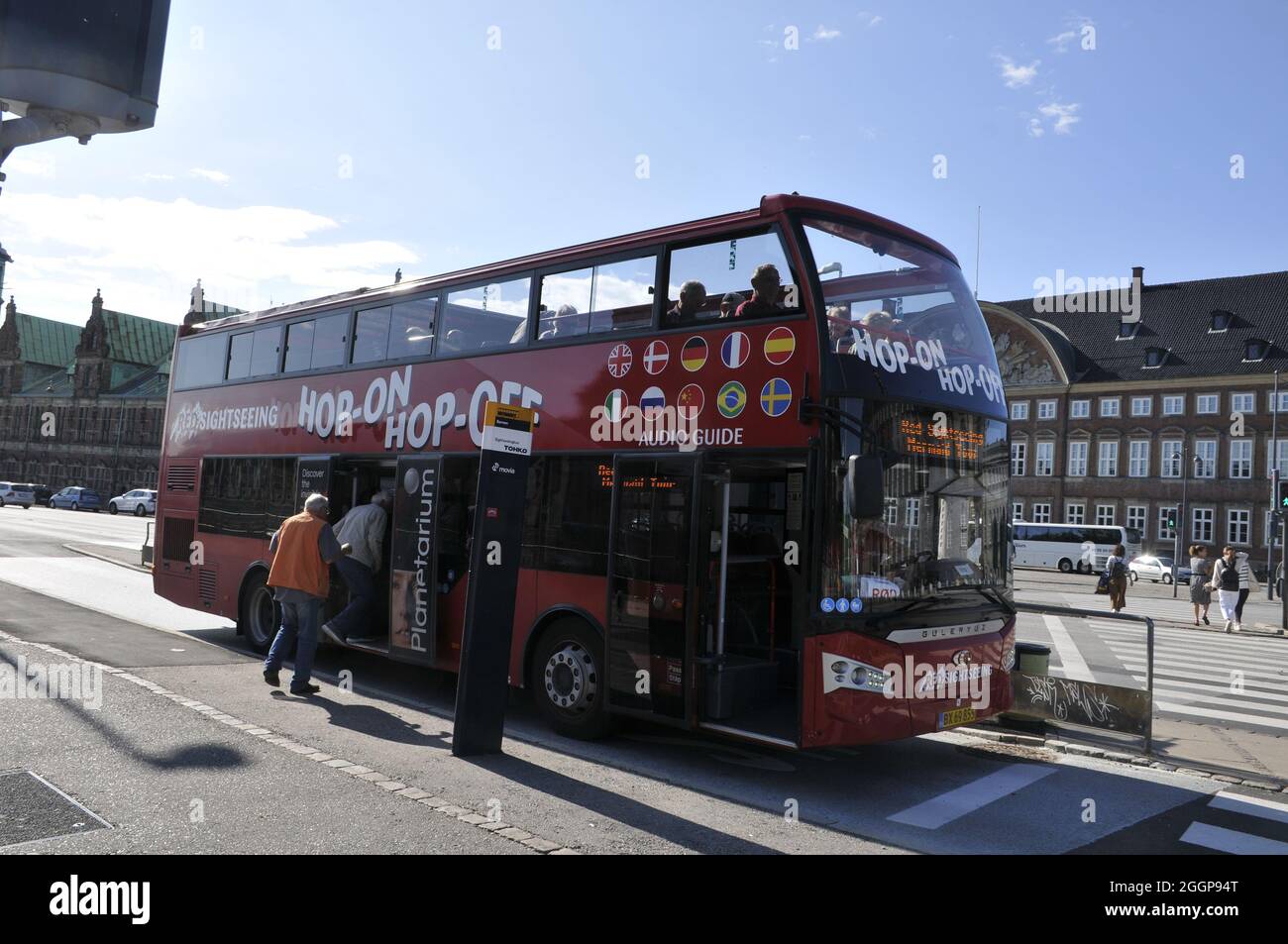 Copenhagen, Denmark.,02 September 2021/Hop on hop off sight seeing bus ...